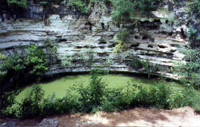 Cenote at Chichen Itza, a sacrificial pool in limestone rock ...