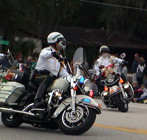 Police on motorcycles demonstrating their riding skill. | Pics4Learning