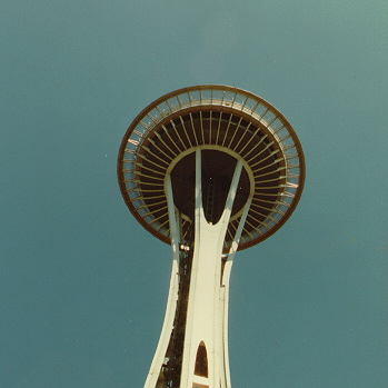looking at the Space Needle from the ground Seattle Washington ...