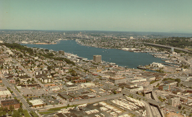 Looking toward Puget Sound from the Space Needle Seattle, Washington ...