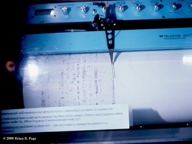 Seismograph recording at the Mt. St. Helens visitor's center ...