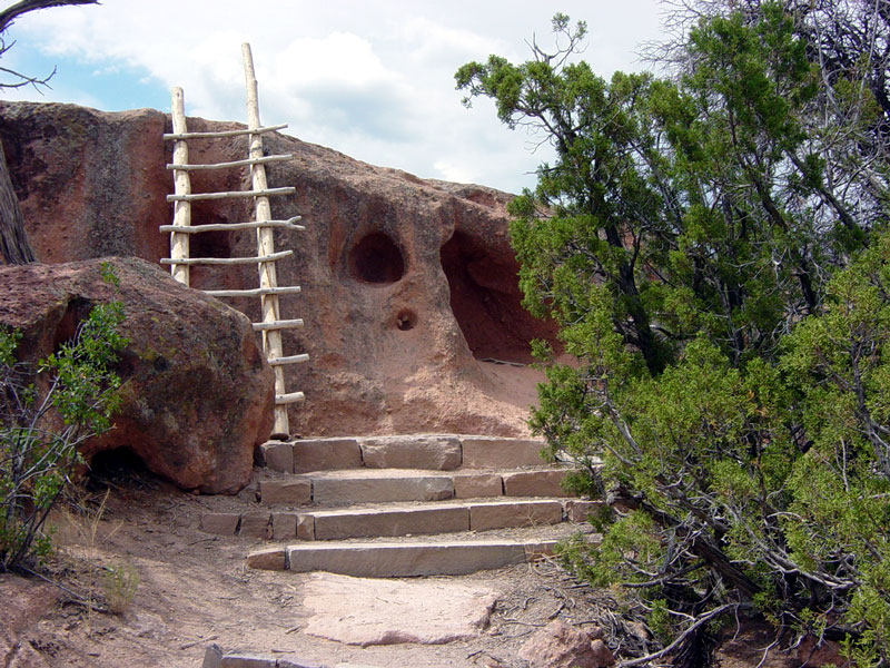 This ladder leads to the top of the mesa… and to a trail through ...